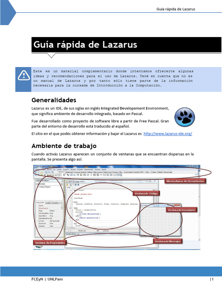 Guía rápida de Lazarus IDE | PDF | Ventana (informática) | Archivo de ...