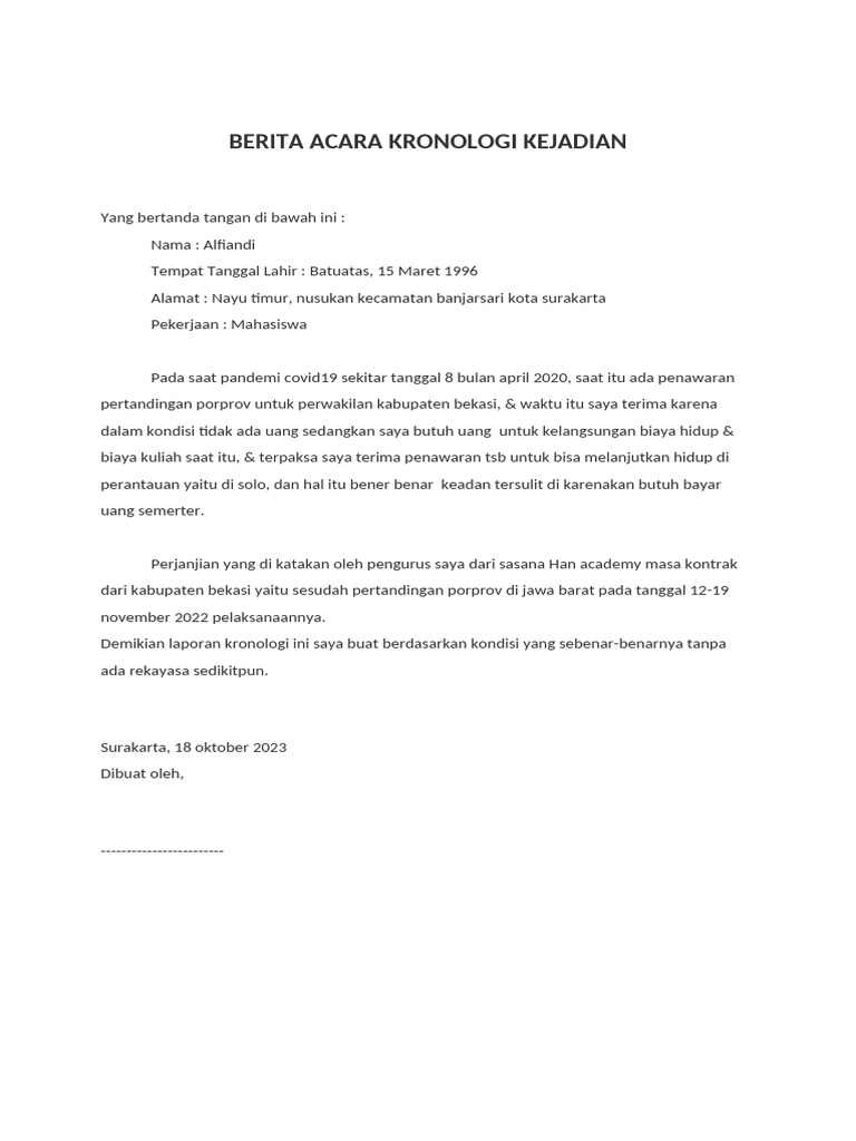 Berita Acara-Surat-Kronologi-Kejadian | PDF