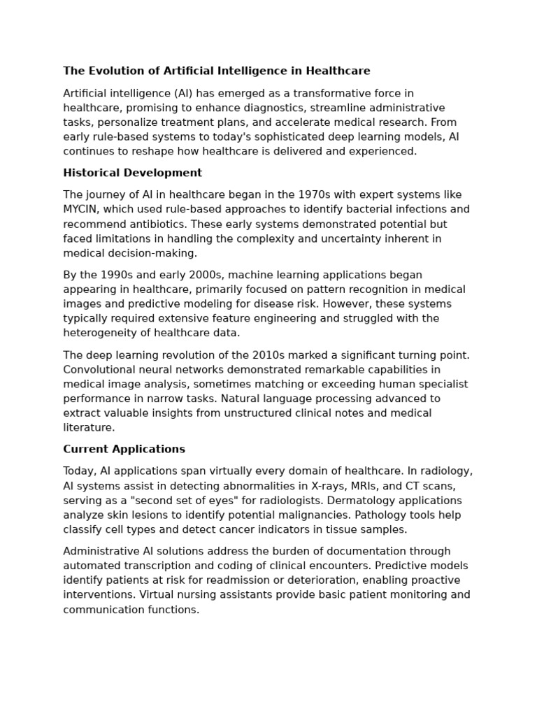The Evolution of Artificial Intelligence in Healthcare | PDF ...