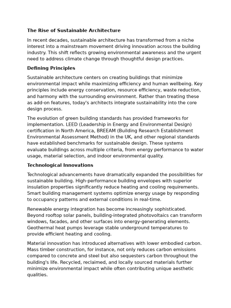 The Rise of Sustainable Architecture | PDF | Sustainable Architecture ...
