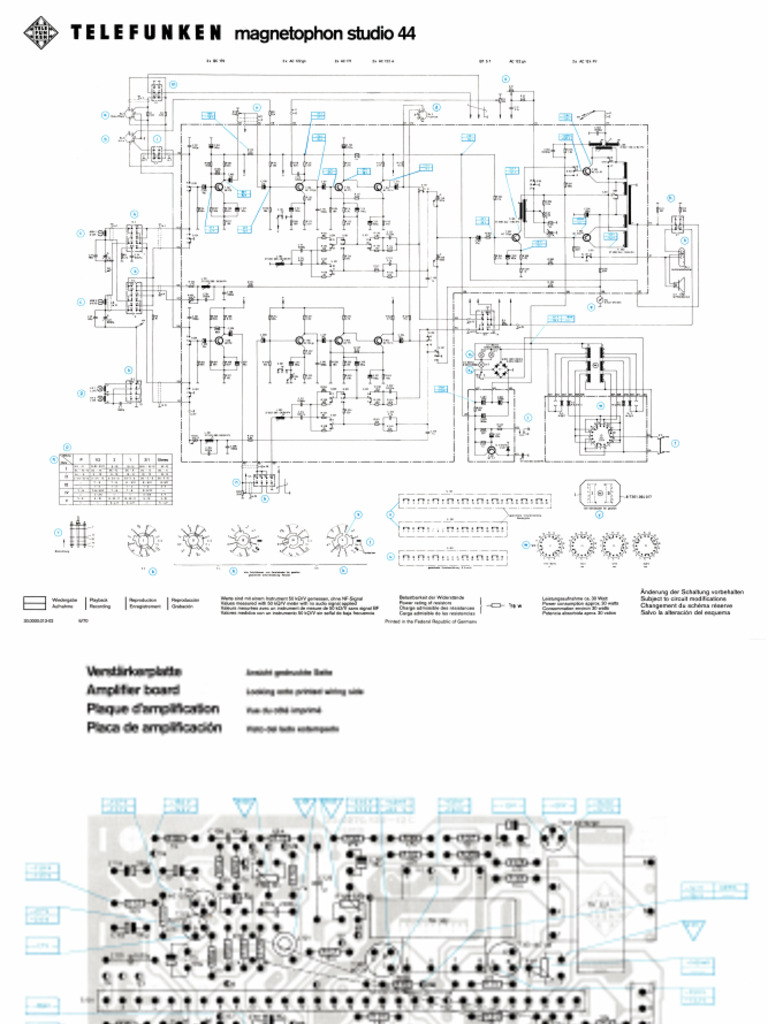 Hfe Telefunken Magnetophon Studio 44 Schematics en de FR Es | PDF