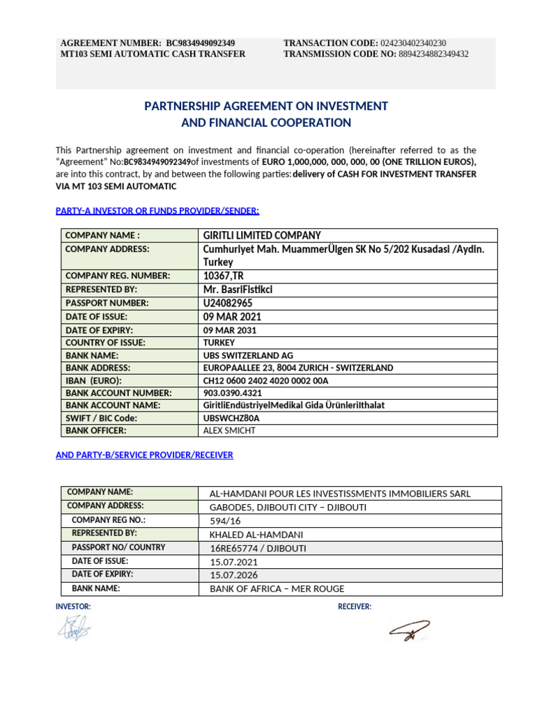 Doa MT103 Semi Auto M1 Cash Wire Transfer | PDF | Investing | Arbitration