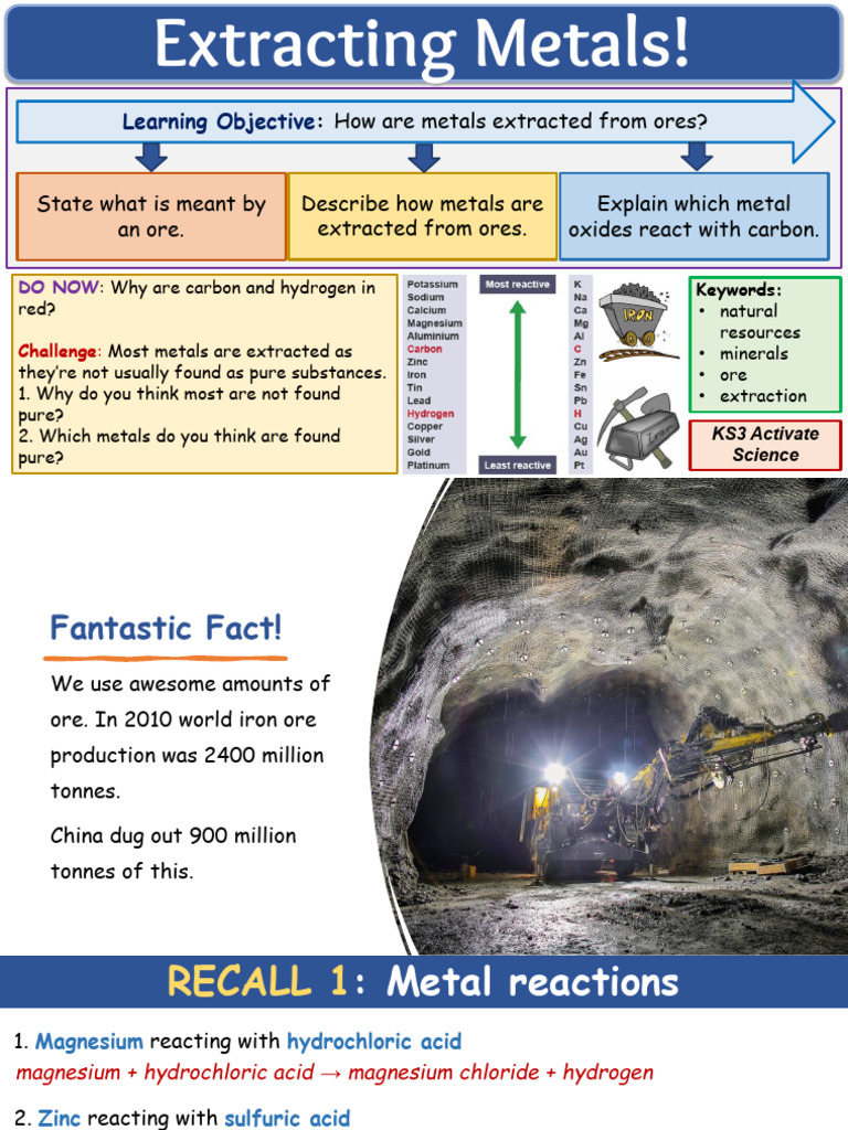 Y8 Extracting Metals | PDF | Oxide | Metals