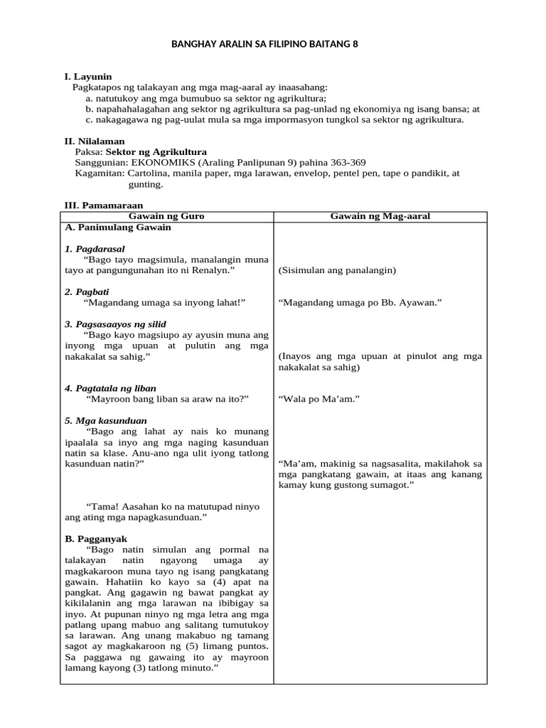 Final Lesson Plan FILIPINO 8 - 4th Quarter | PDF