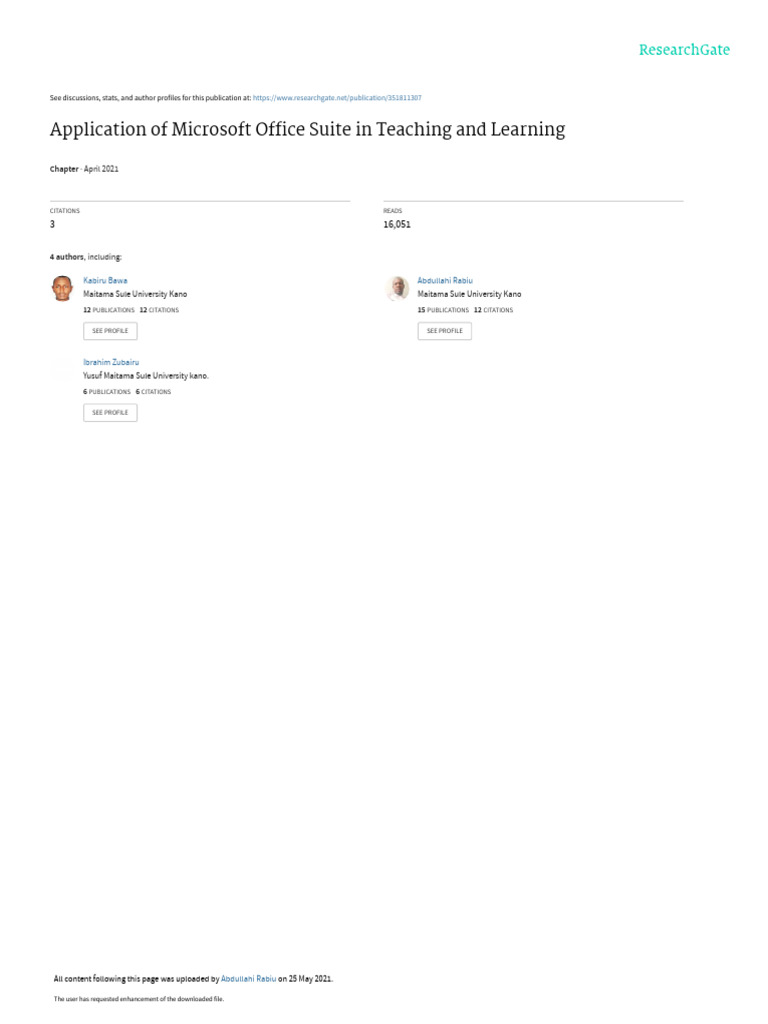 Application of Microsoft Office Suite in Teaching and Learning | PDF ...