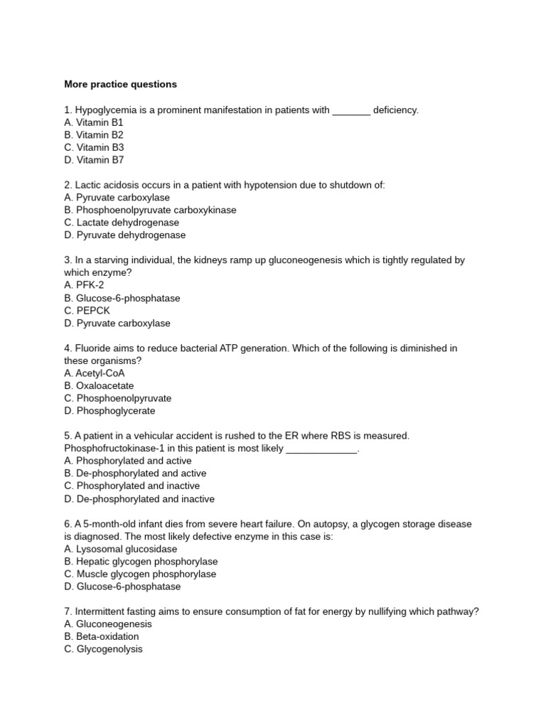Metabolic Pathways and Deficiencies Quiz | PDF | Glycolysis | Amino Acid