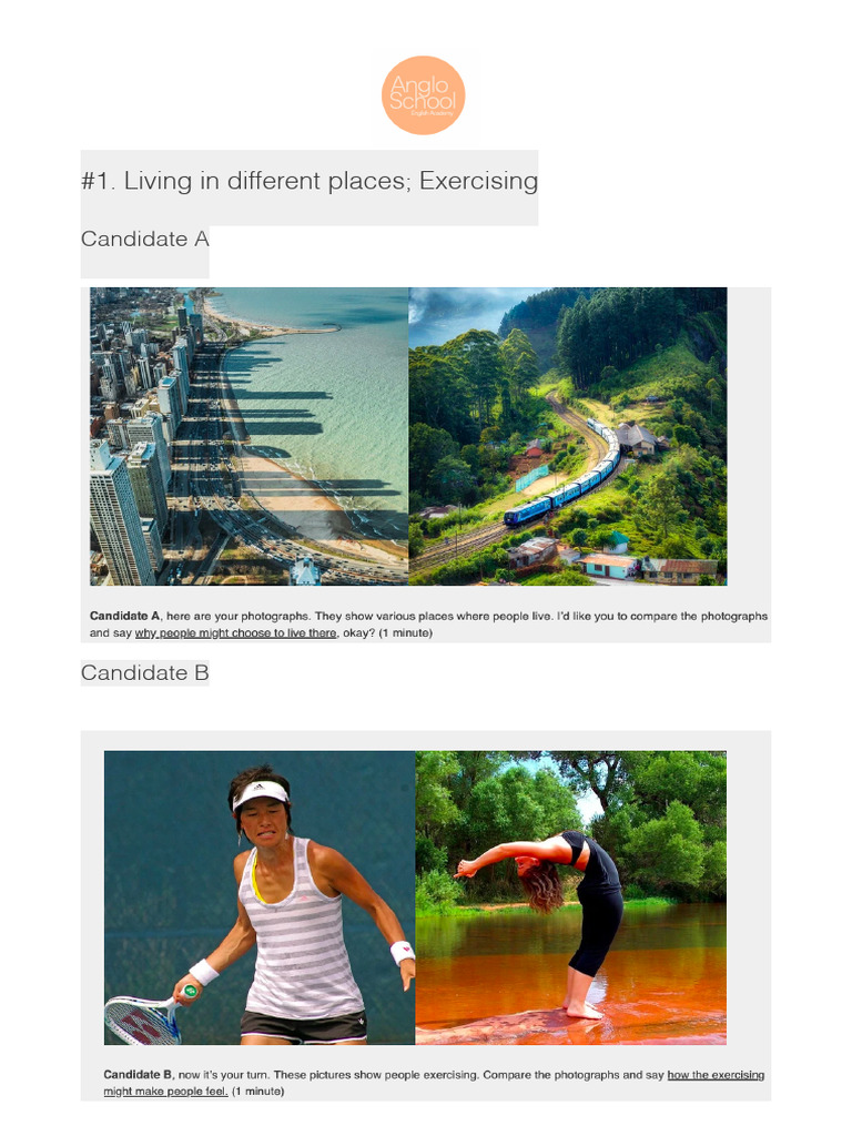 First Speaking Part 2 - Compare Pictures | PDF