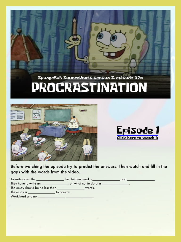 SpongeBob Procrastination Episode Guide | PDF