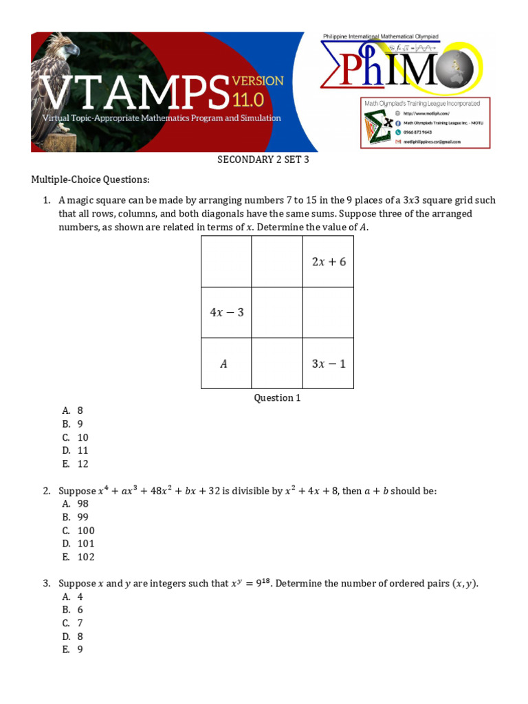 VTAMPS-11.0-Secondary-2-Set-3 | PDF | Area | Numbers