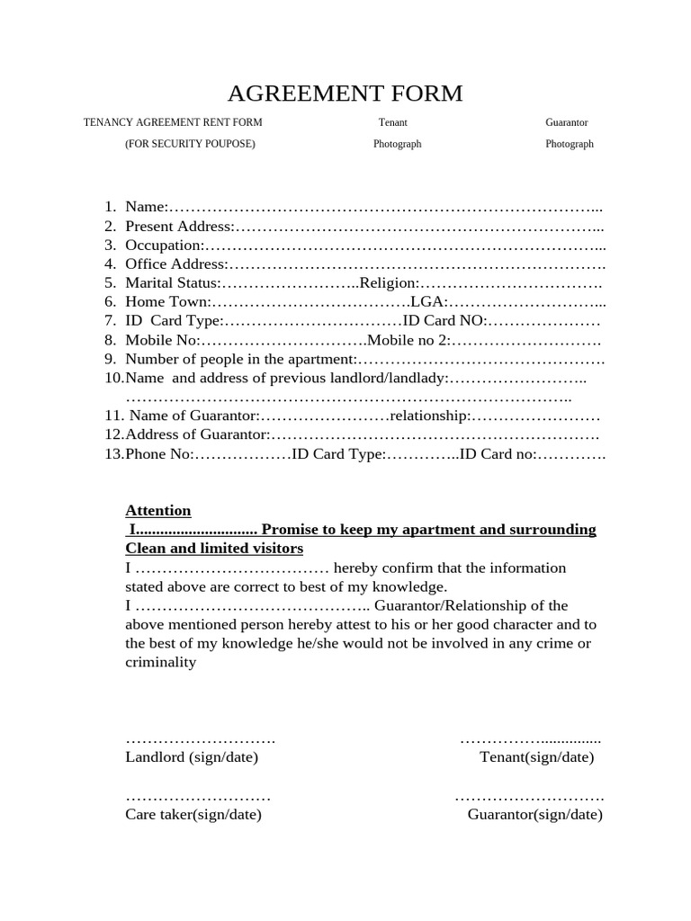 Agreement Form 2333 | PDF