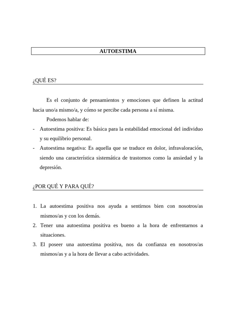 Claves para Mejorar la Autoestima | PDF