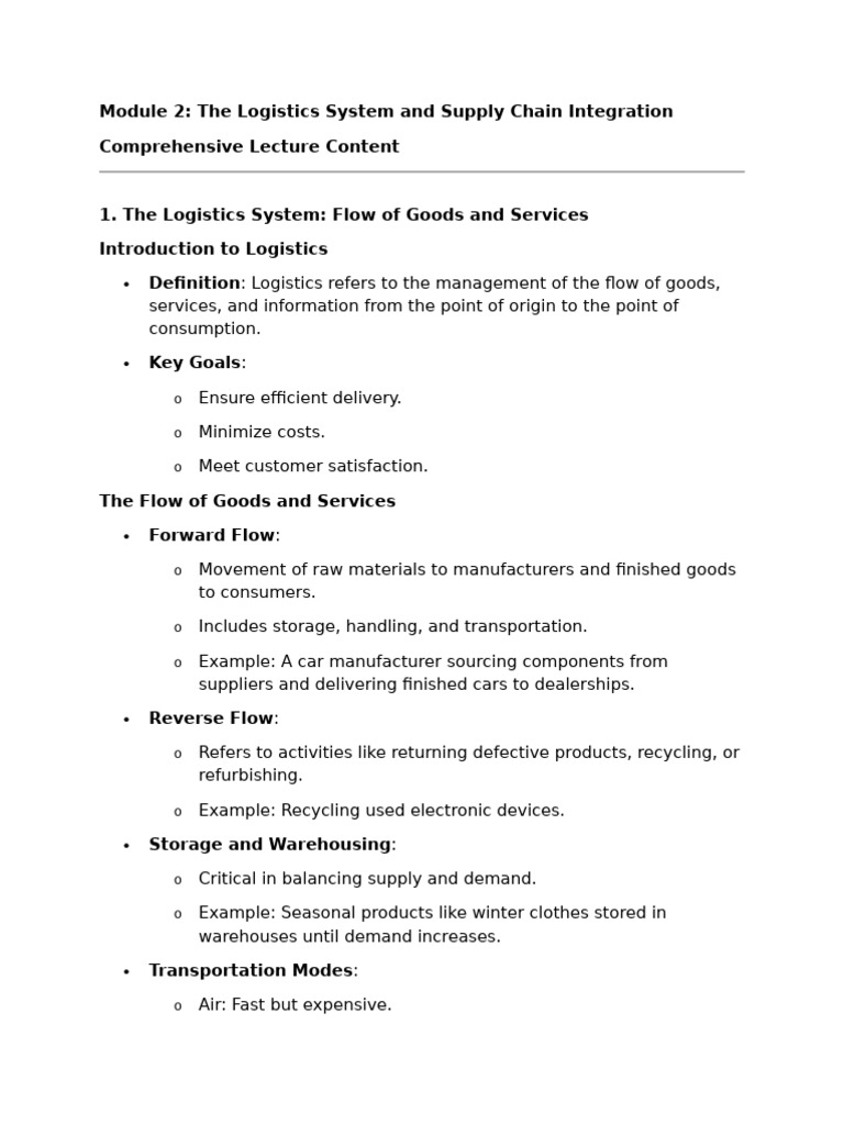 Module 2-3 Logistics | PDF | Logistics | Transport