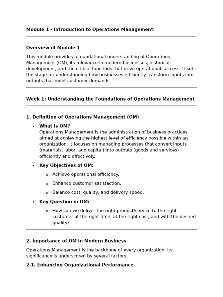 Module 1-6 Operations Management | PDF | Supply Chain Management ...