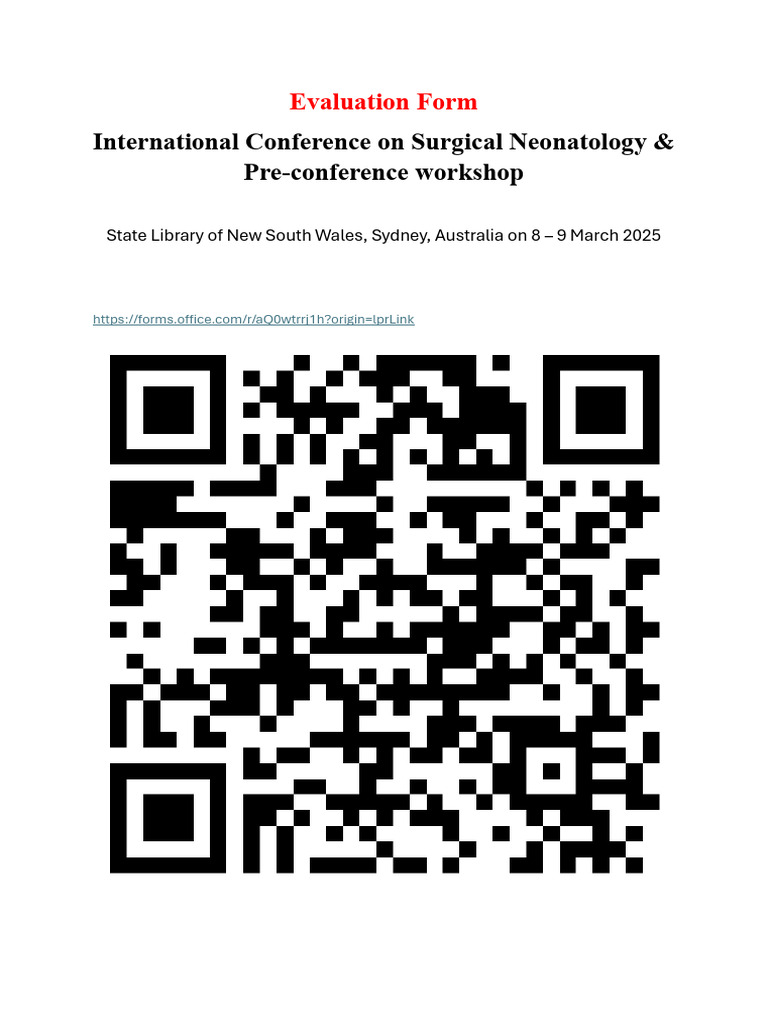 Surgical Neonatology Conference Evaluation Form | PDF