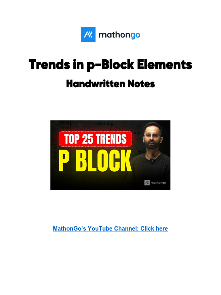 Trends in p-Block Elements Notes | PDF
