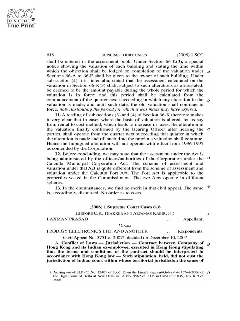 Laxman Prasad vs. Prodigy Electronics LTD (2008) 1 SCC 618 | PDF | National Supreme Courts ...