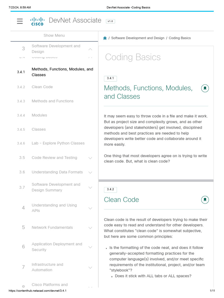 DevNet Associate - Coding Basics | PDF | Class (Computer Programming) | Parameter (Computer ...