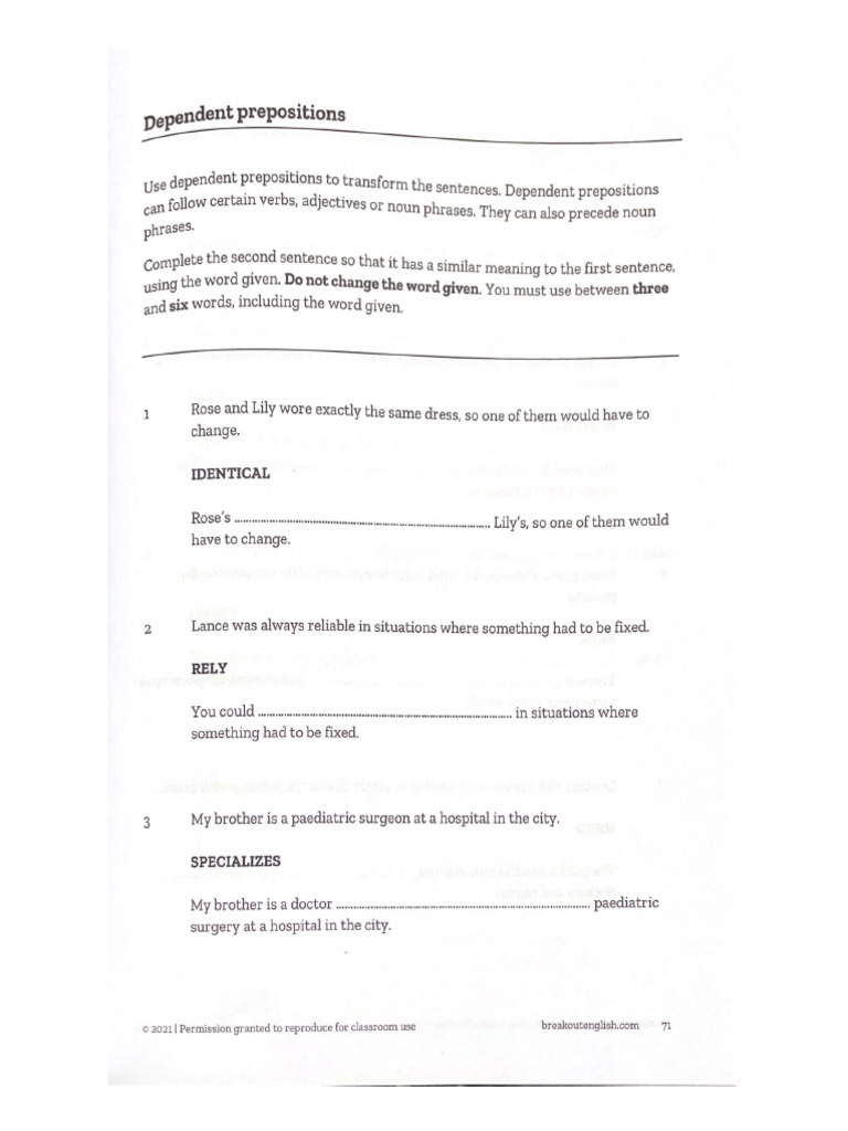 Dependent Prepositions | PDF