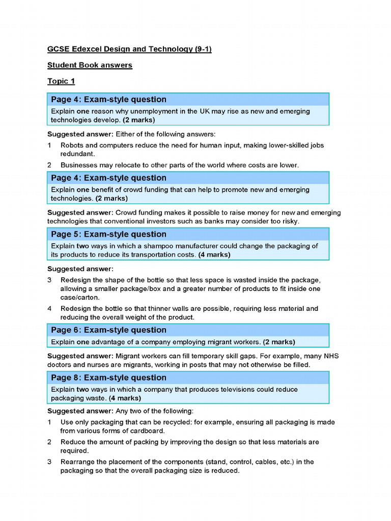 Gcse 9 1 Design Technology Student Book Answers - Page - 01 | PDF