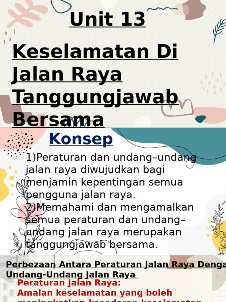 Unit 13 Keselamatan Di Jalan Raya Tanggungjawab Bersama | PDF