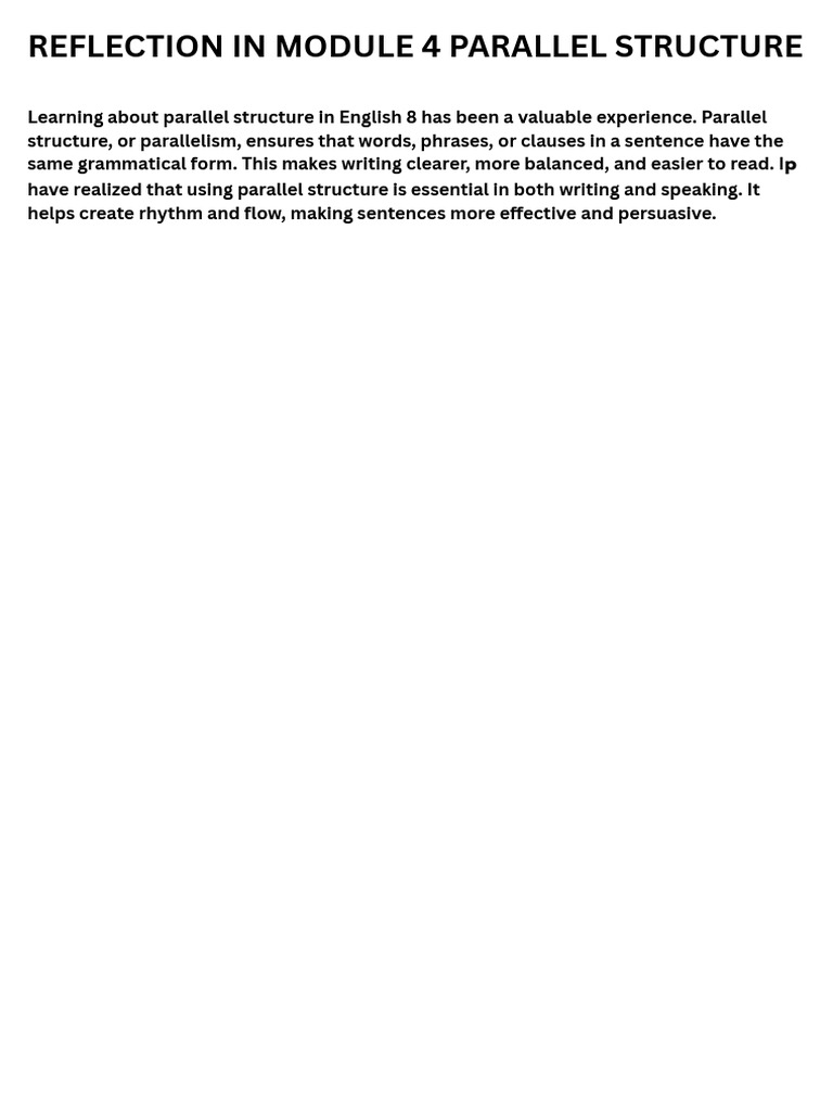 Reflection On Parallel Structure in English 8 - Quarter 3 - 20250219 ...