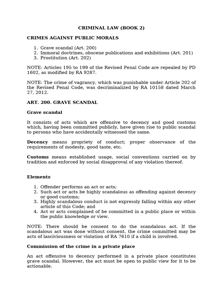 Crimes Against Public Morals | PDF | Obscenity | Crimes