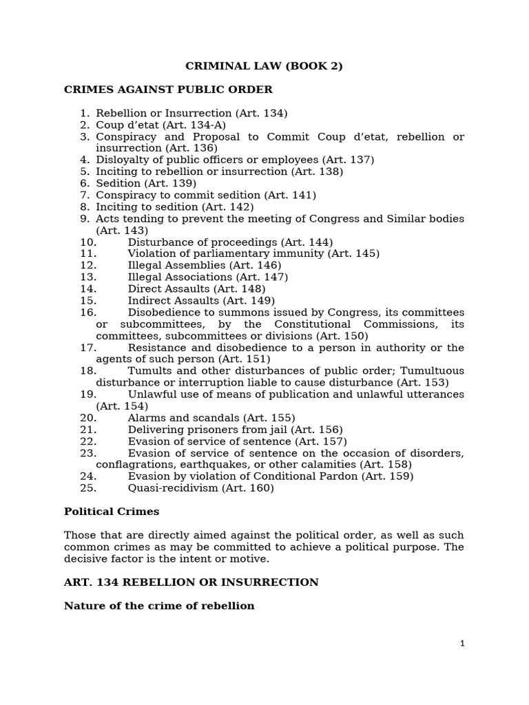 Crimes Against Public Order | PDF | Assault | Crimes