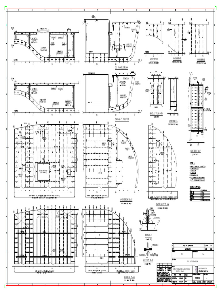 Structural Deck, Bottom & CL Profile Plan | PDF | Ships | Shipping