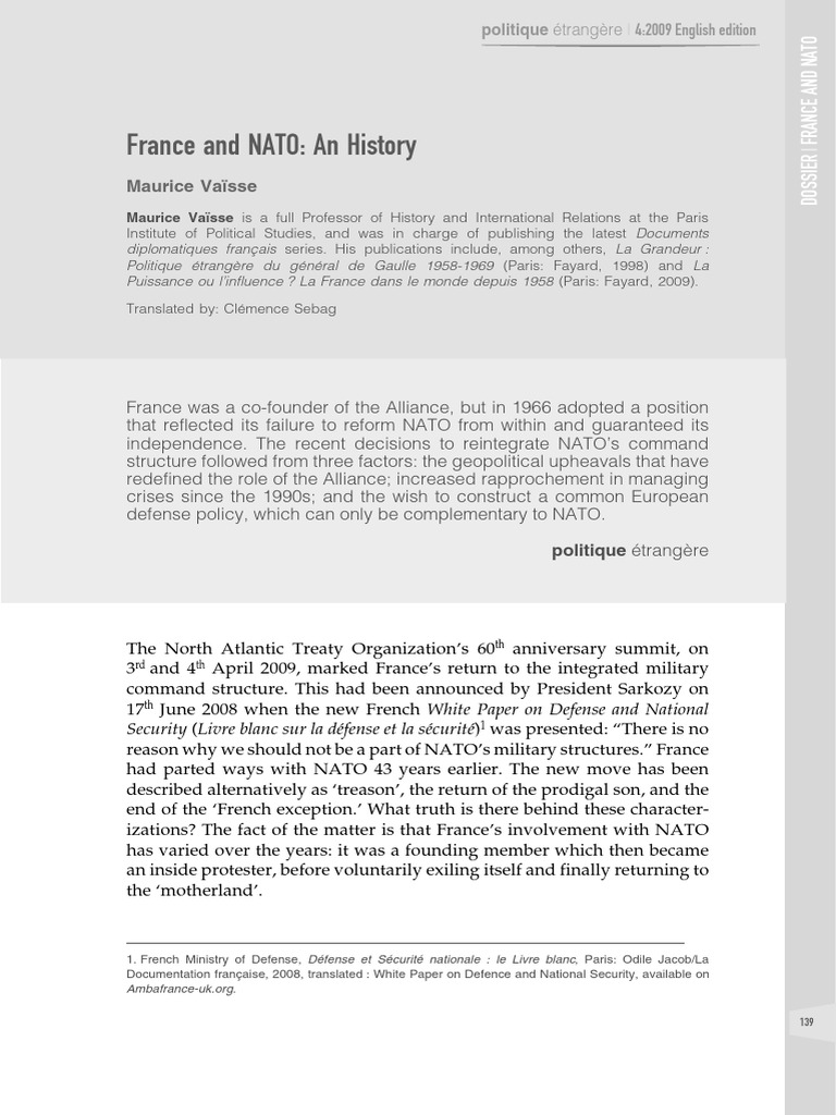 France's Complex NATO History | PDF | Nato | International Security