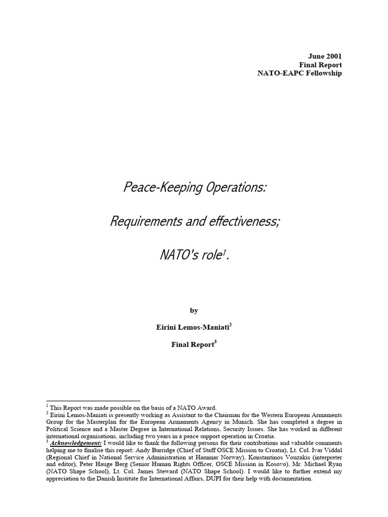 NATO's Role in Peacekeeping Effectiveness | PDF | Peacekeeping | United ...