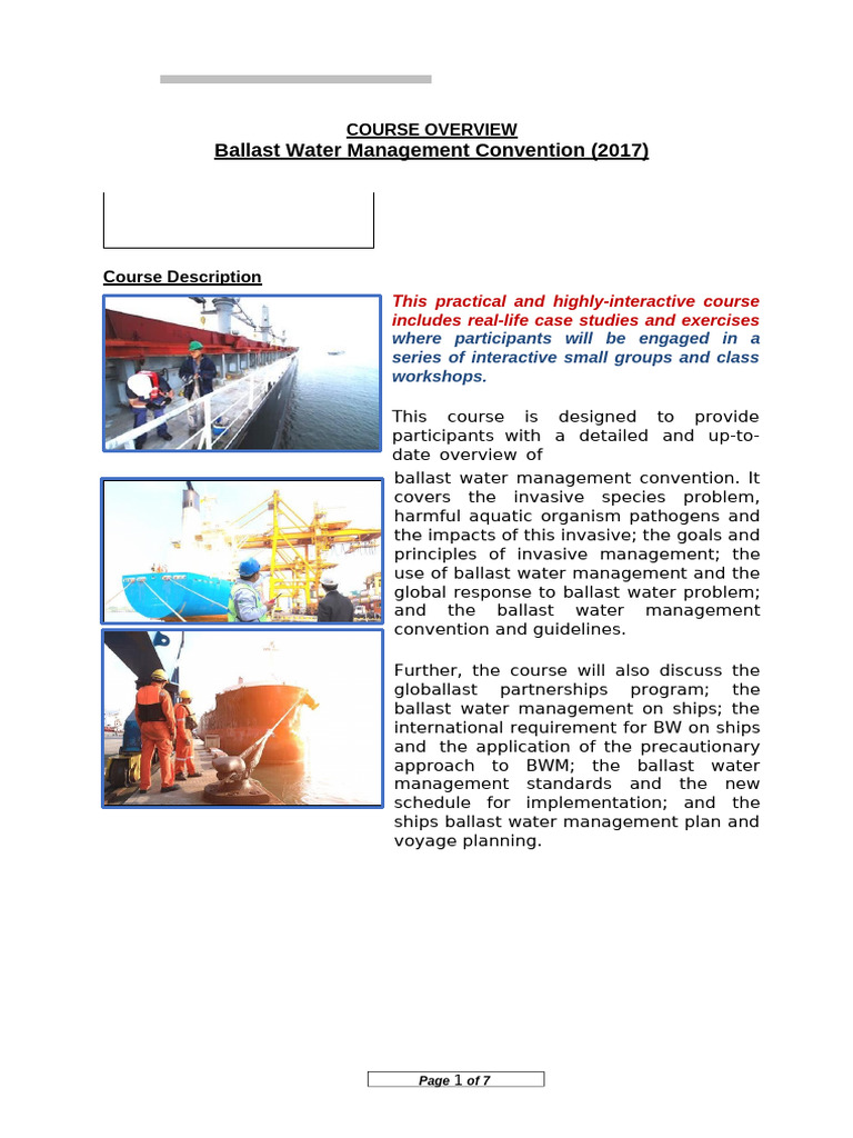 Ballast Water Management Convention - IMO | PDF