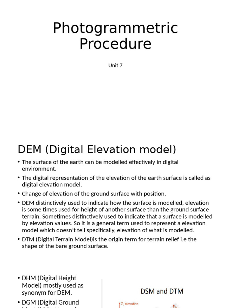 Unit 7 Photogrammetric Procedure | PDF | Computer Vision | Imaging