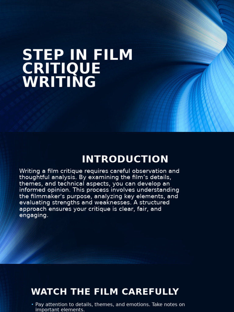 Step in Film Critique Writing | PDF