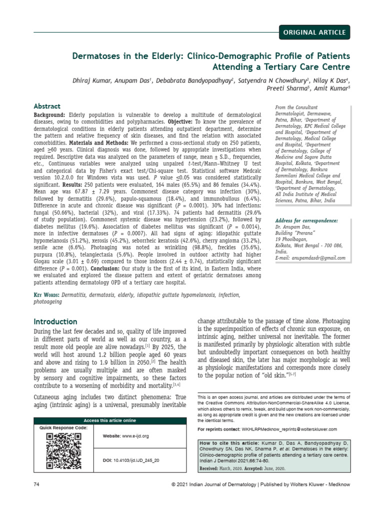 Dermatoses in The Elderly Clinico Demographic.11 | PDF | Dermatology ...
