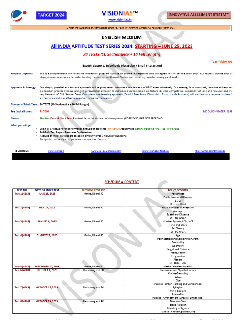 Vision CSAT 2024 | PDF | Mathematics