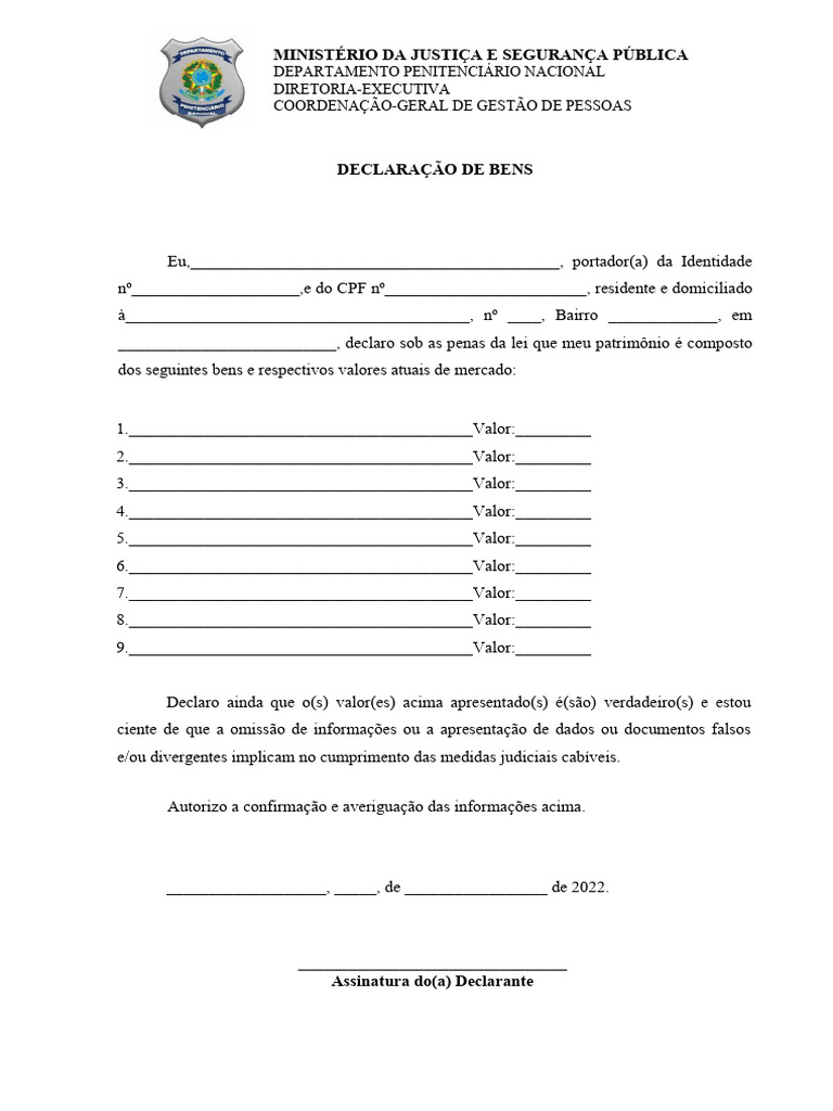 Declaracao de Bens | PDF