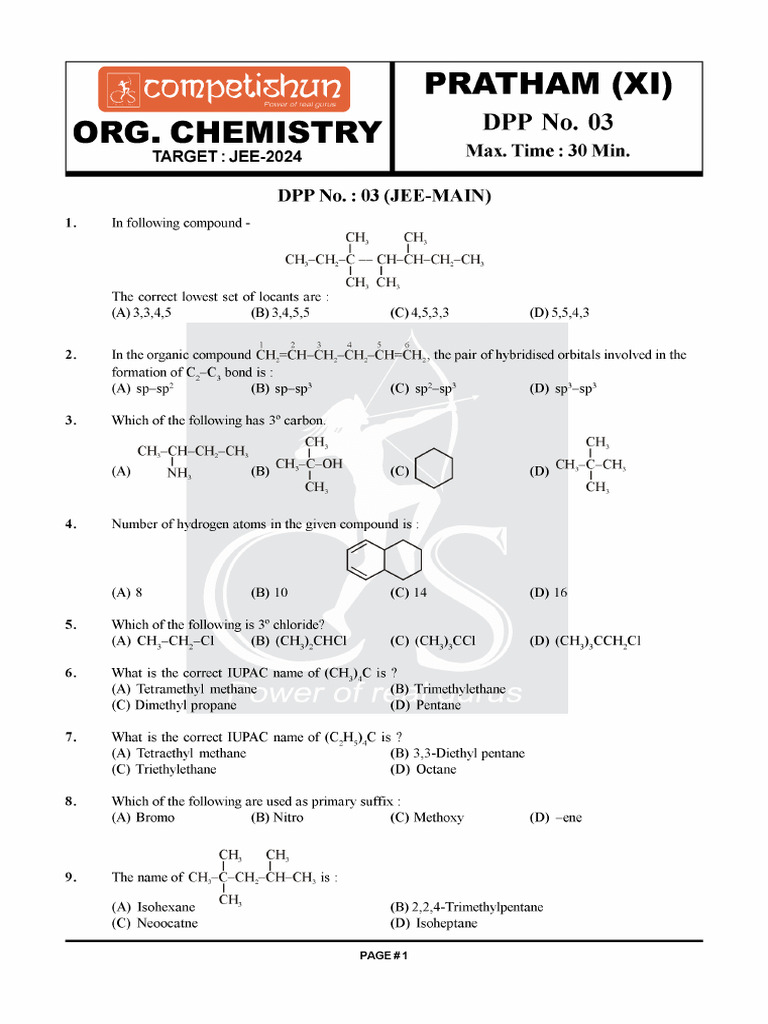DPP-03 Org. Chemistry | PDF