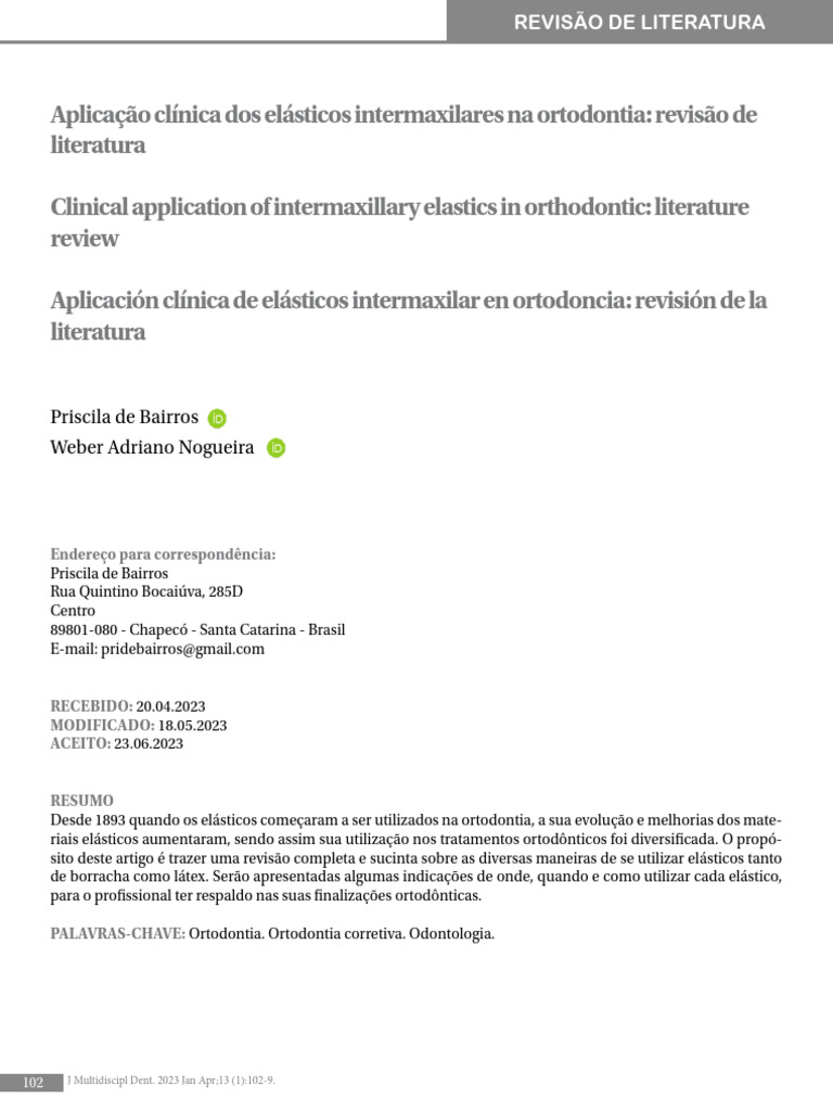 Elásticos Intermaxilares na Ortodontia | PDF | Dente humano | Força