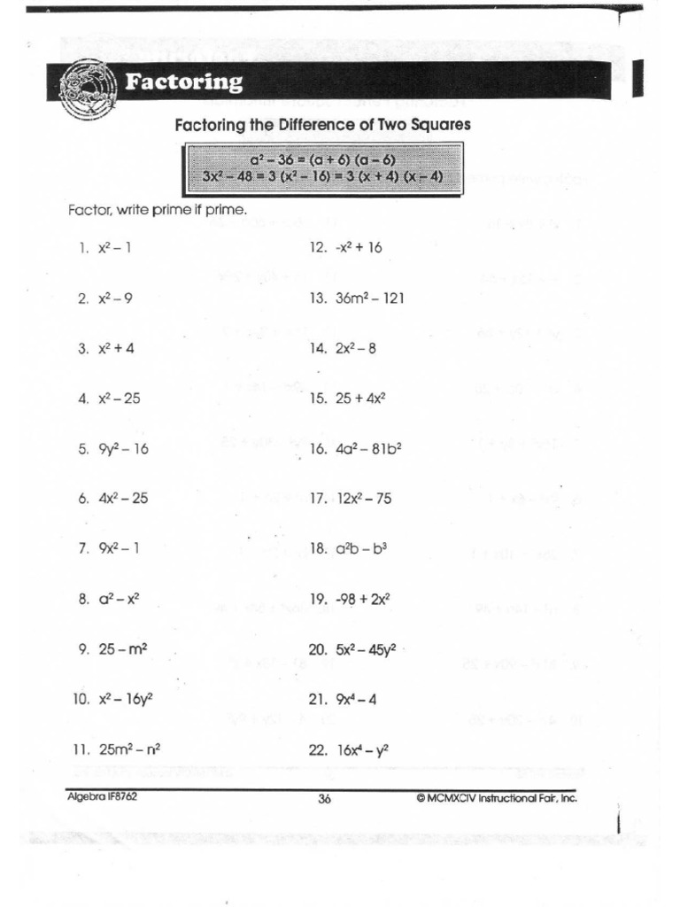 Factoring Worksheets With Answers-1 | PDF