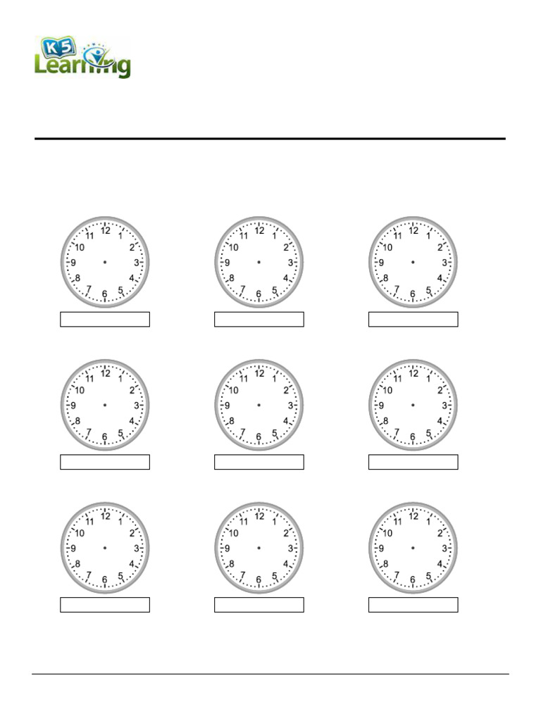 Grade 2 Telling Time 1 Minute Draw Clock a 1 | PDF