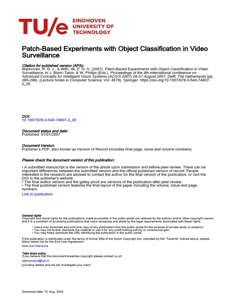 Patch-Based Experiments With Object Classification in Video | PDF | Computer Vision | Imaging