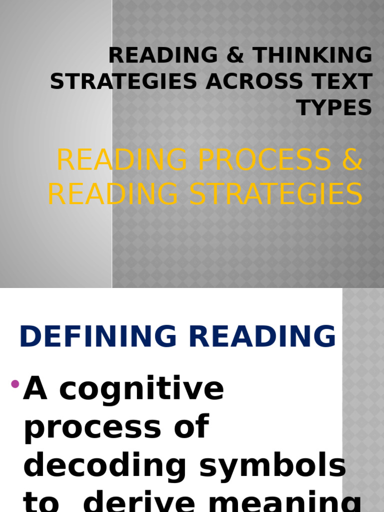 Lesson 1 Reading & Thinking Strategies Across Text Types | PDF | Speed Reading | Communication