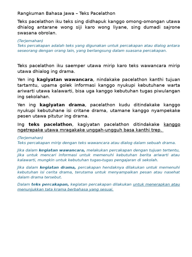 Teks Pacelathon Lan Unggah Ungguh | PDF