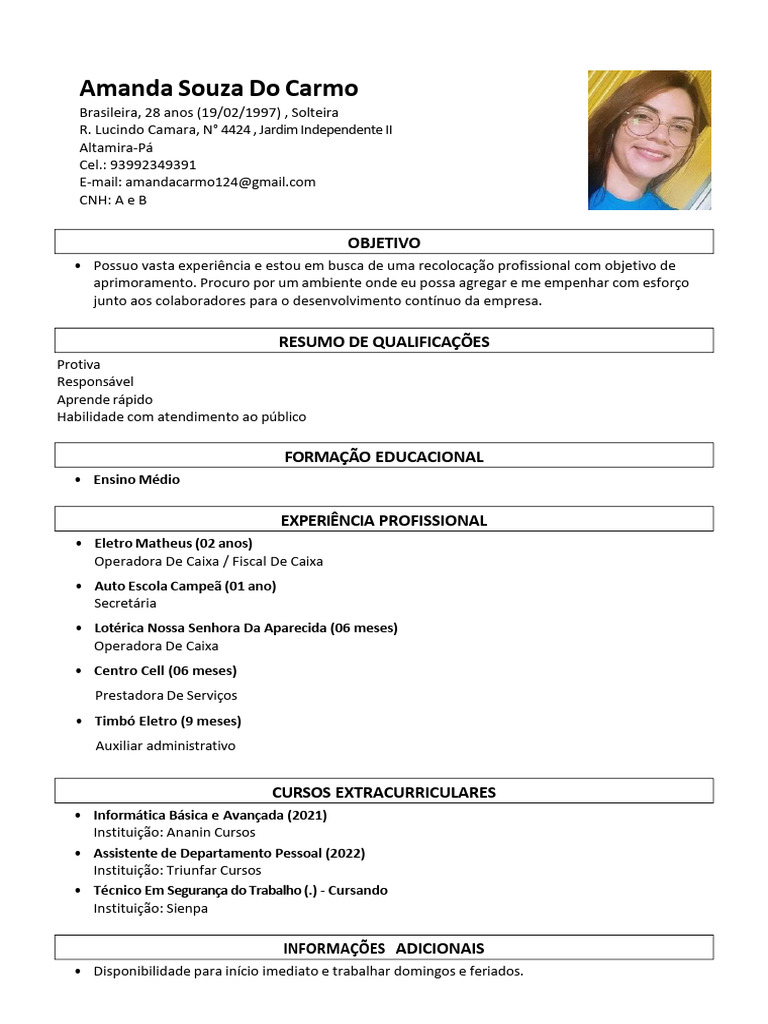 CV Amanda Souza Do Carmo 2025 | PDF