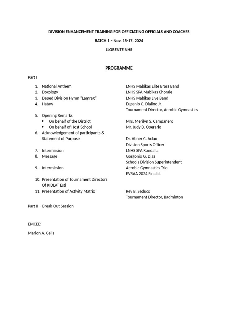 Division Enhancement Training for Coaches | PDF