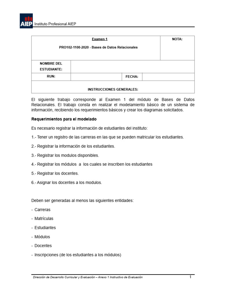 Examen 1 BDR | PDF