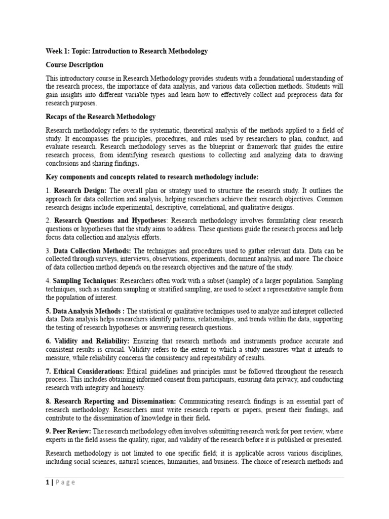 Week 1. Introduction of Research Methodology II - 015502 | PDF | Methodology | Sampling (Statistics)