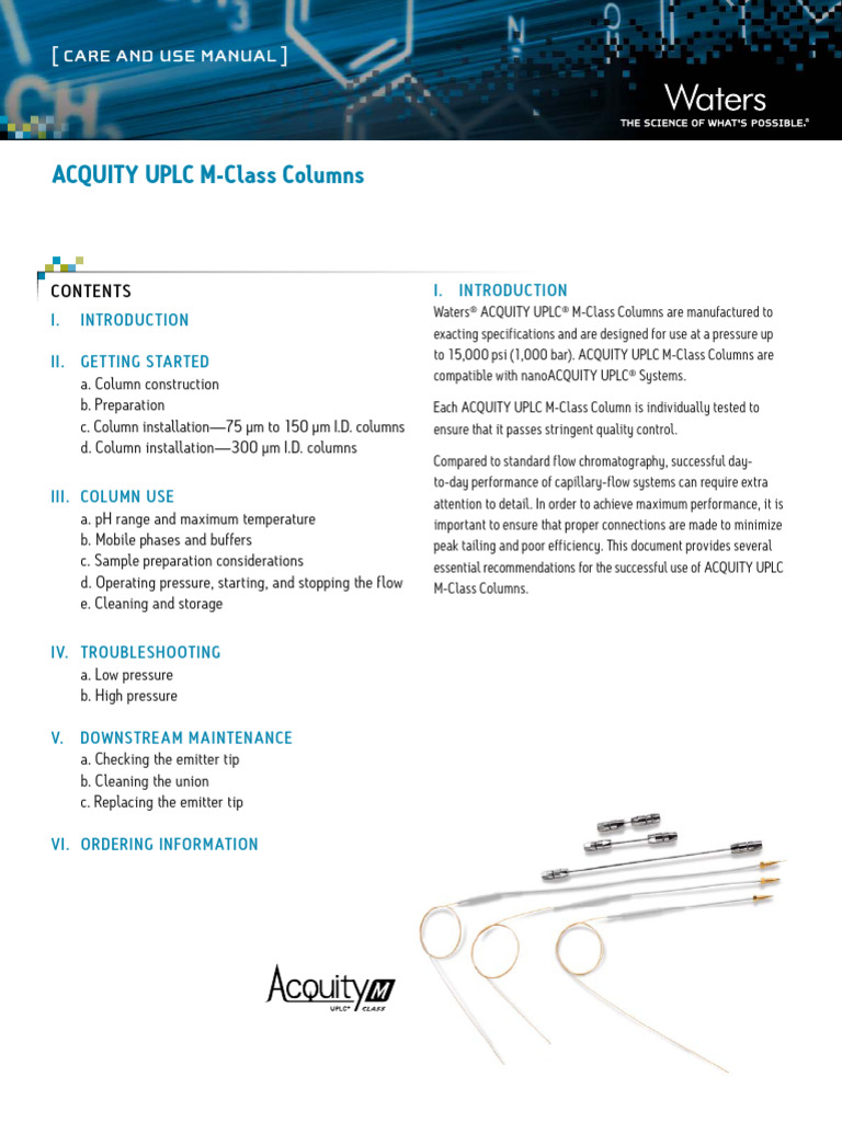 UPLC M-Class Columns Care and Use Manual | PDF | High Performance ...