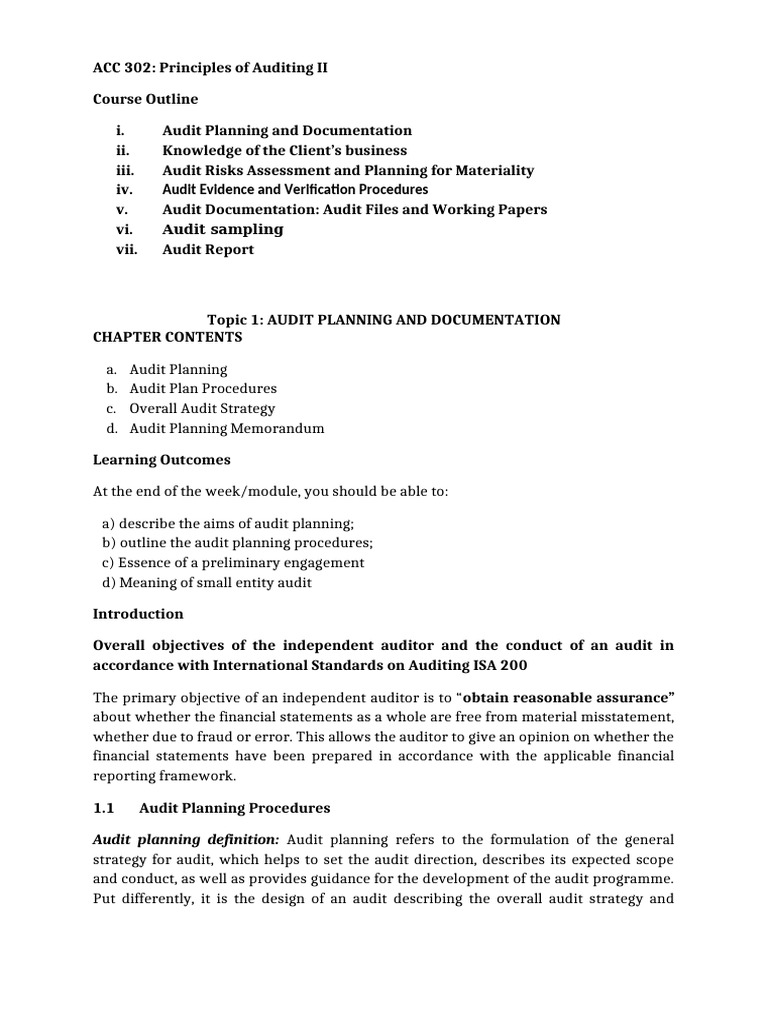 ACC 302 class Note | PDF | Audit | Internal Control