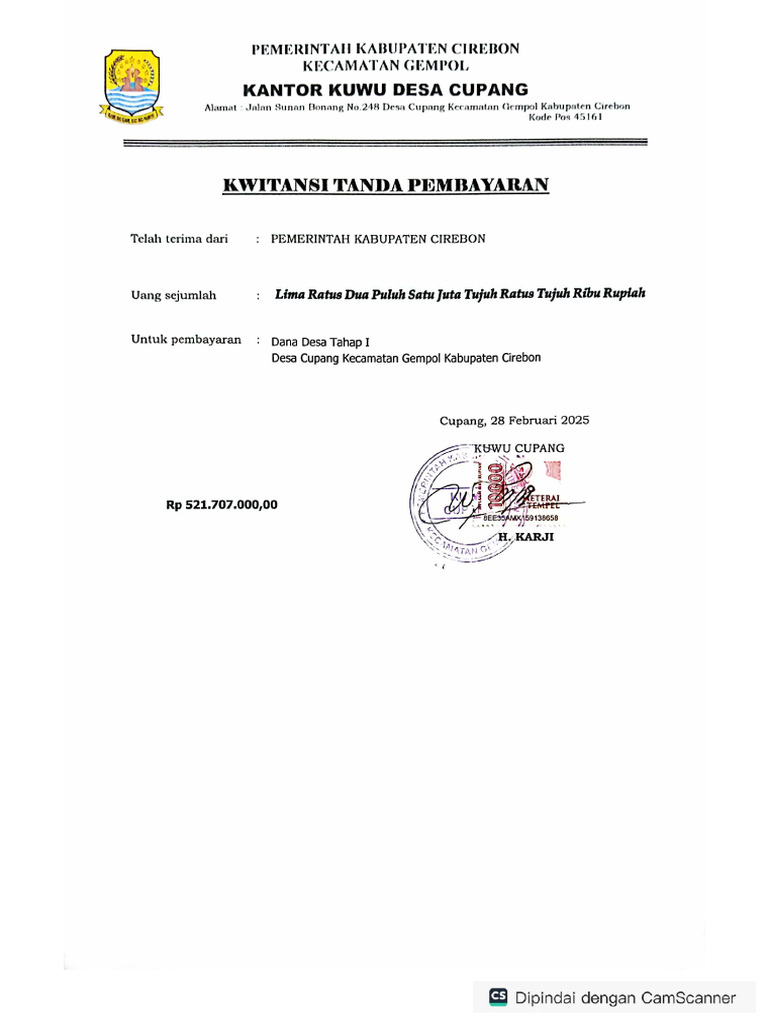 Kwitansi Tanda Pembayaran | PDF
